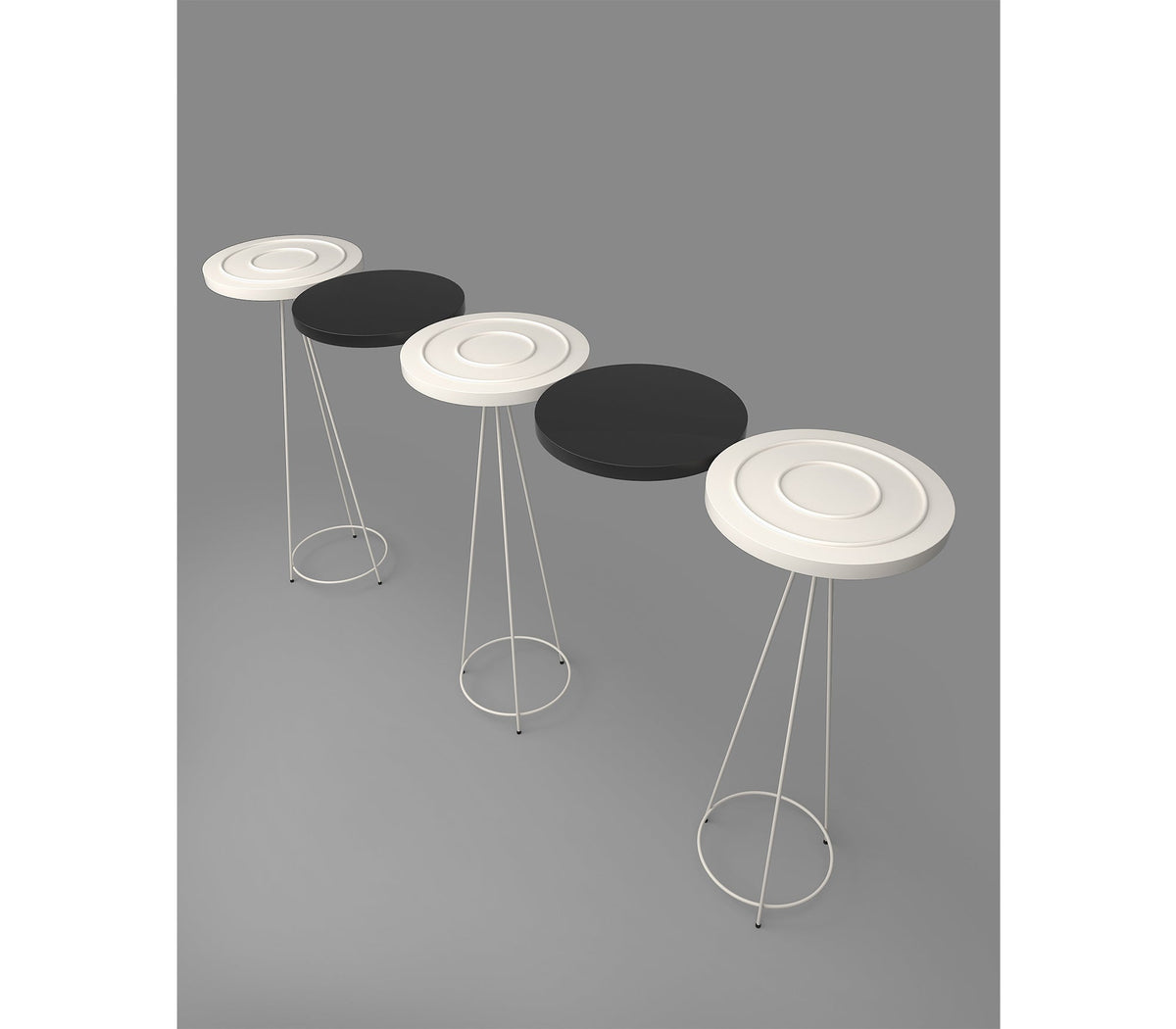 Floating Metal Plate Console Table_Set of 5 in Matt Black and Ivory Co ...